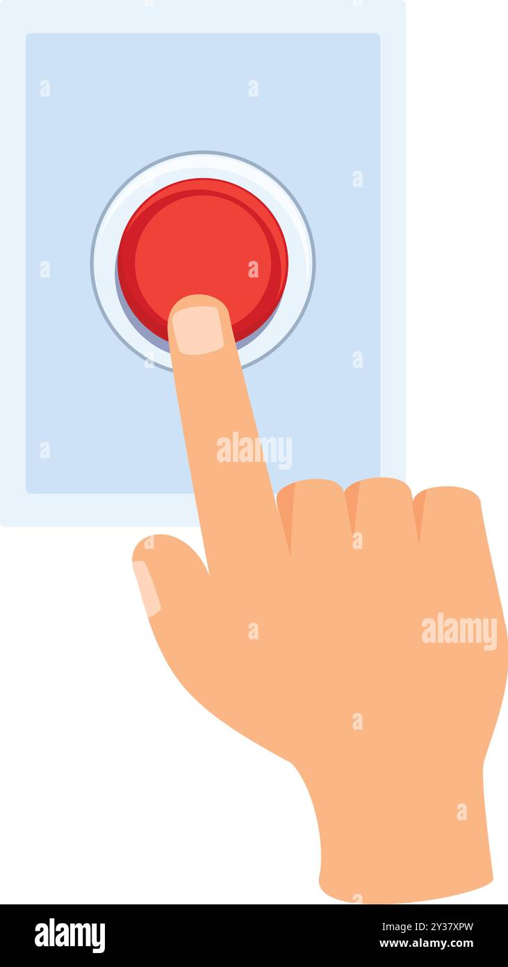 Hand is pushing a big red button on a panel Stock Vector Image & Art ...