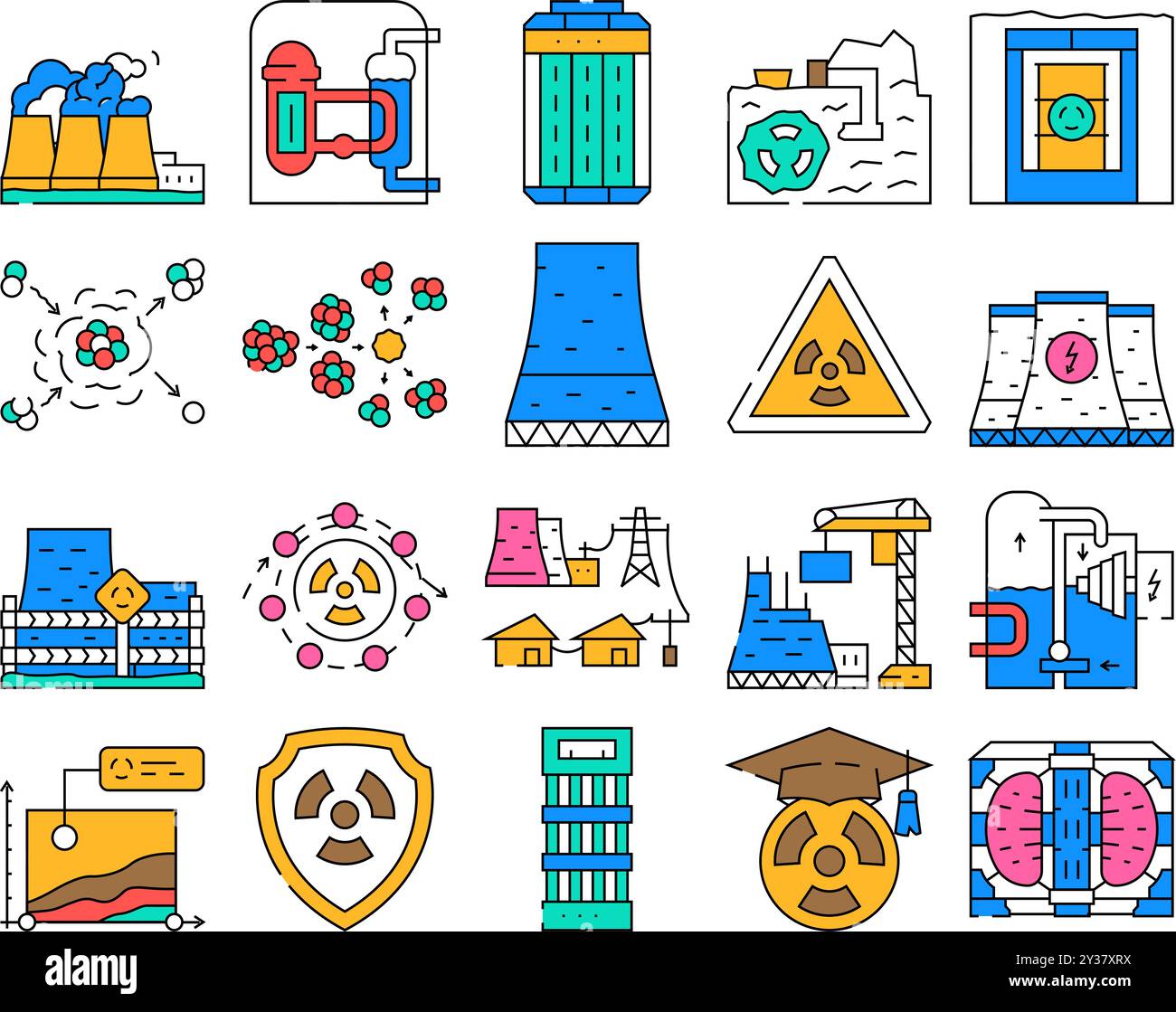 nuclear energy engineer atom icons set vector Stock Vector Image & Art - Alamy