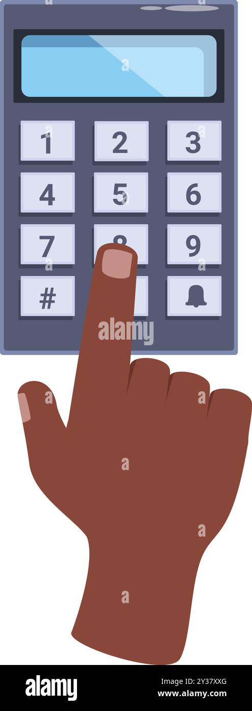 Hand pressing a button on a security keypad with number buttons Stock ...