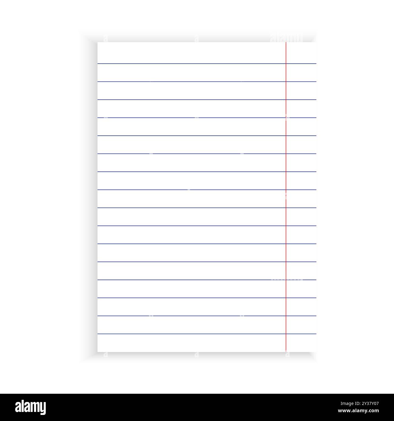 Lined paper illustration. Blue ruled lines. Red margin detail. Simple ...