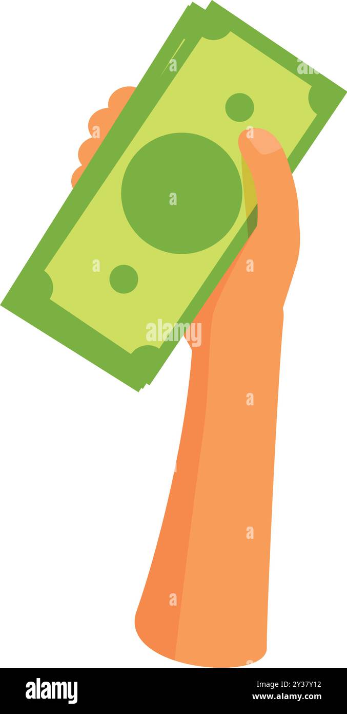 Hand is holding up a bill of money, representing financial success ...