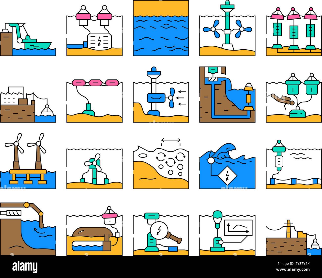 wave energy plant power icons set vector Stock Vector Image & Art - Alamy