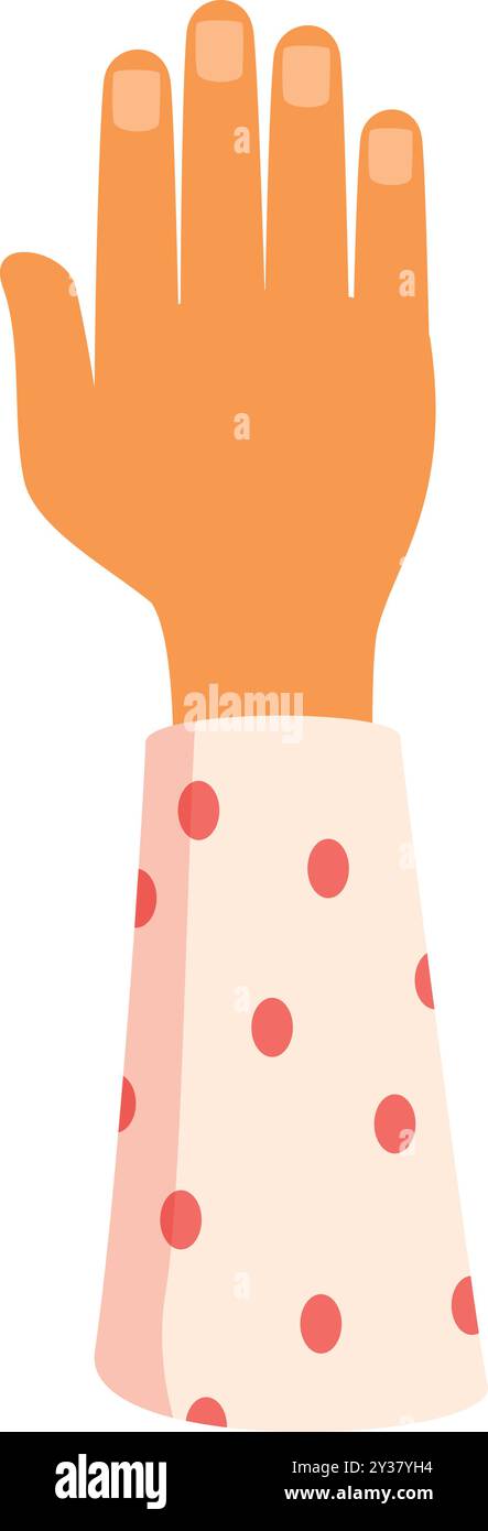 Cartoon style illustration showing an open hand gesture with a polka ...