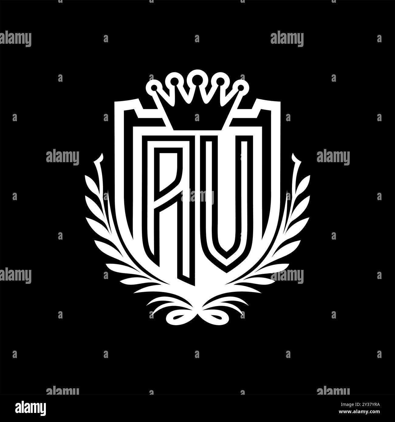 AV Letter logo heraldic shield shape with crown, vintage shield on ...