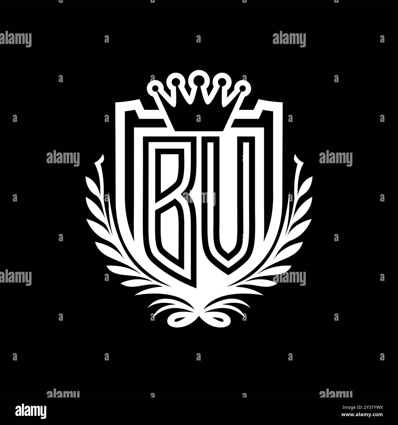 BV Letter logo heraldic shield shape with crown, vintage shield on ...
