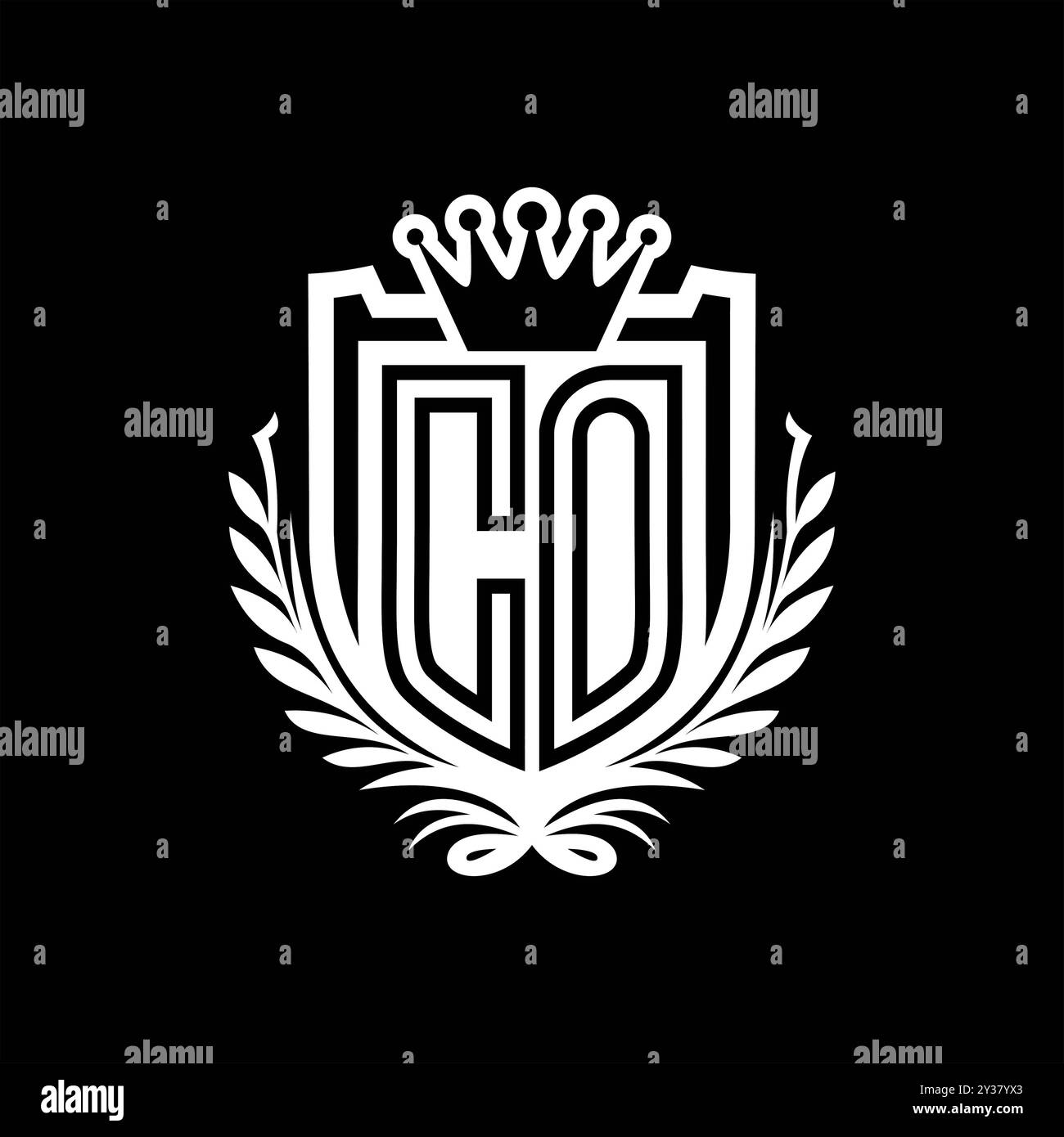 CO Letter logo heraldic shield shape with crown, vintage shield on ...