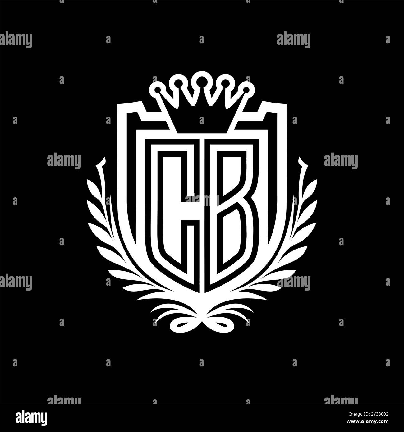 CB Letter logo heraldic shield shape with crown, vintage shield on ...