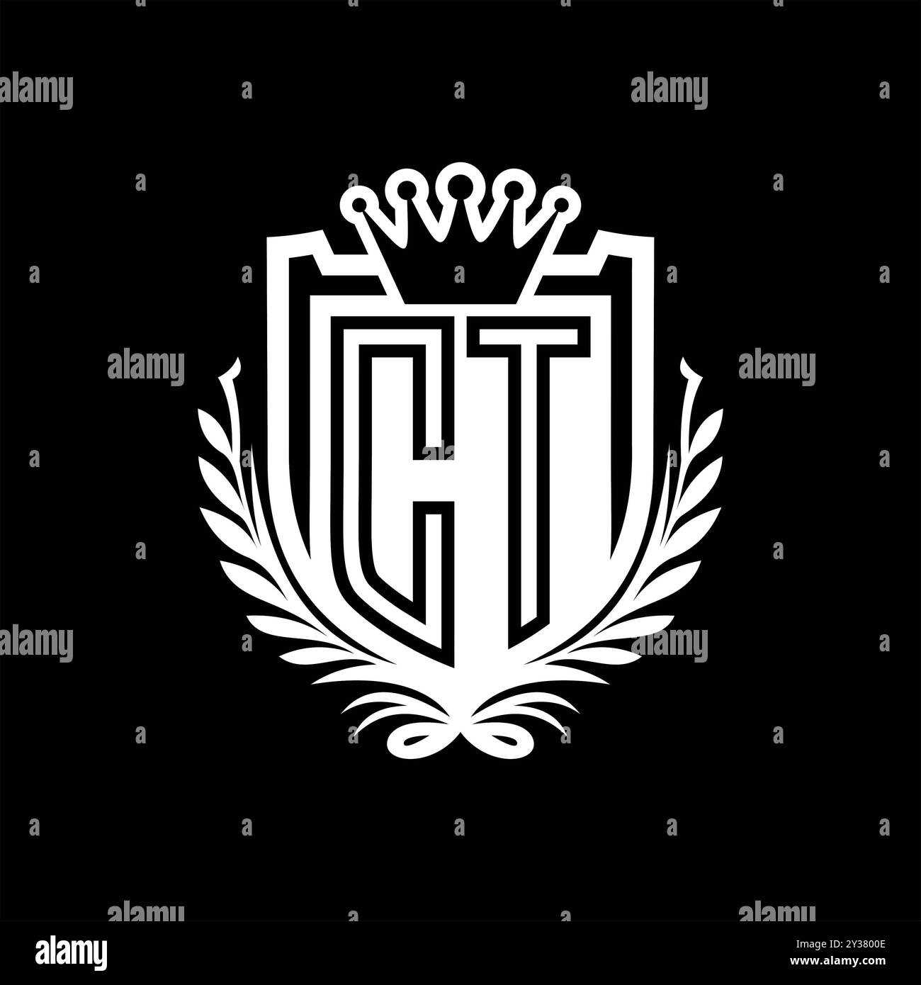 CT Letter logo heraldic shield shape with crown, vintage shield on ...