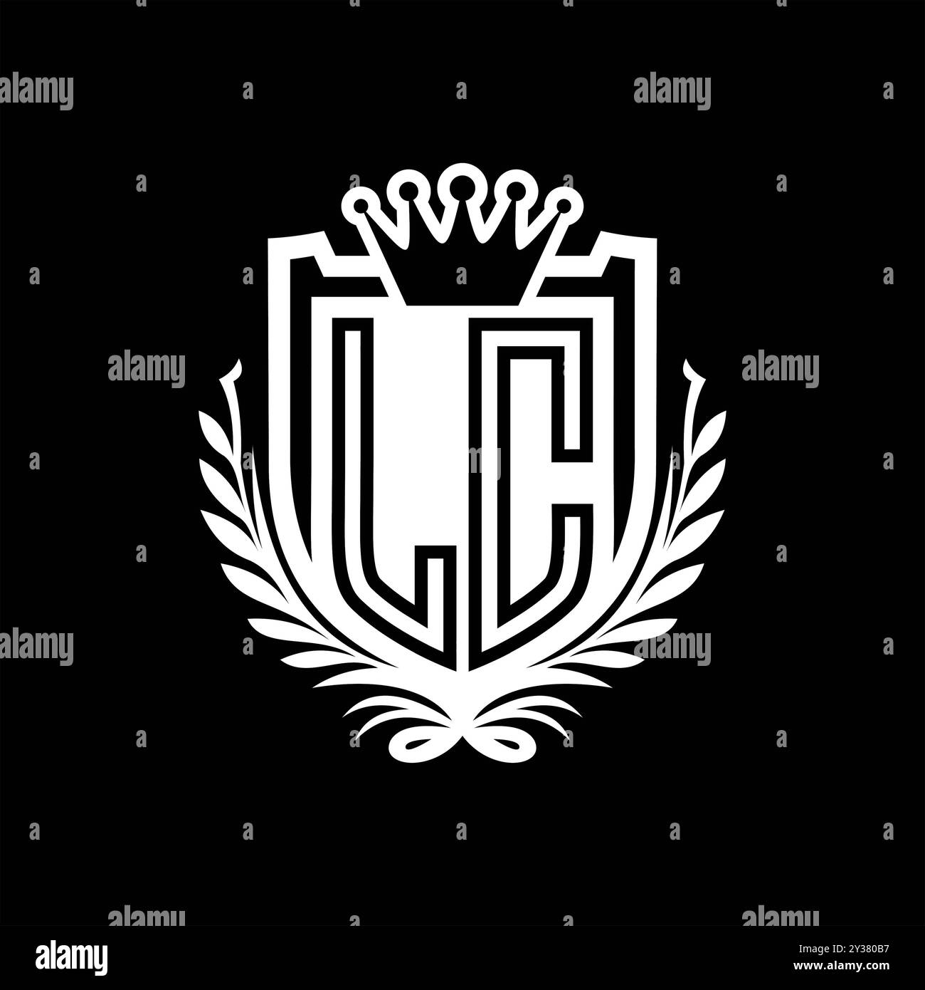 LC Letter logo heraldic shield shape with crown, vintage shield on ...