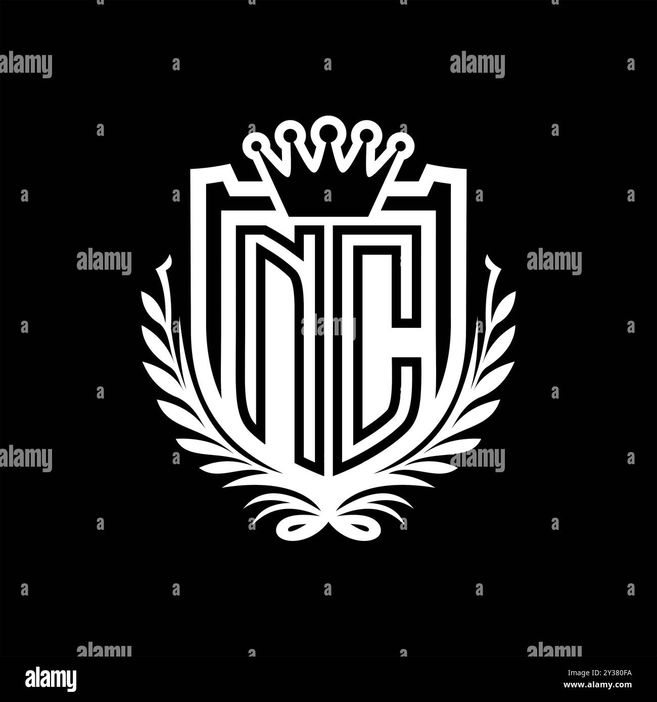 NC Letter logo heraldic shield shape with crown, vintage shield on ...