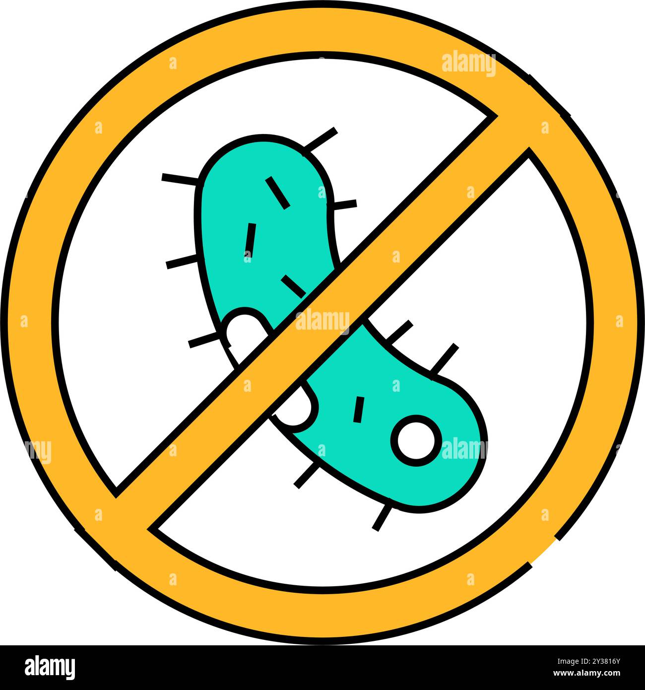 virus in crossed out sign icon color illustration Stock Vector Image ...
