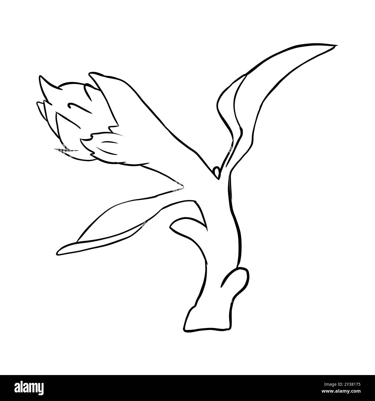 Sprout with bud, line art illustration Stock Photo - Alamy