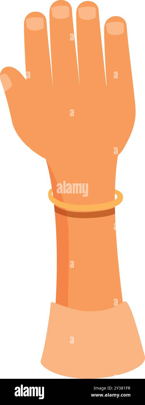 Cartoon illustration of a hand with bracelet making a raising gesture ...
