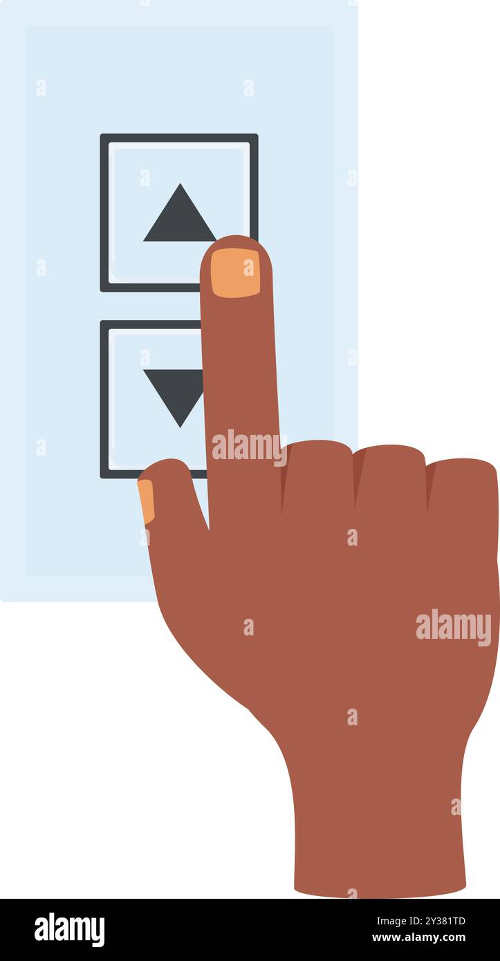 Hand is pressing the up button on a control panel Stock Vector Image ...