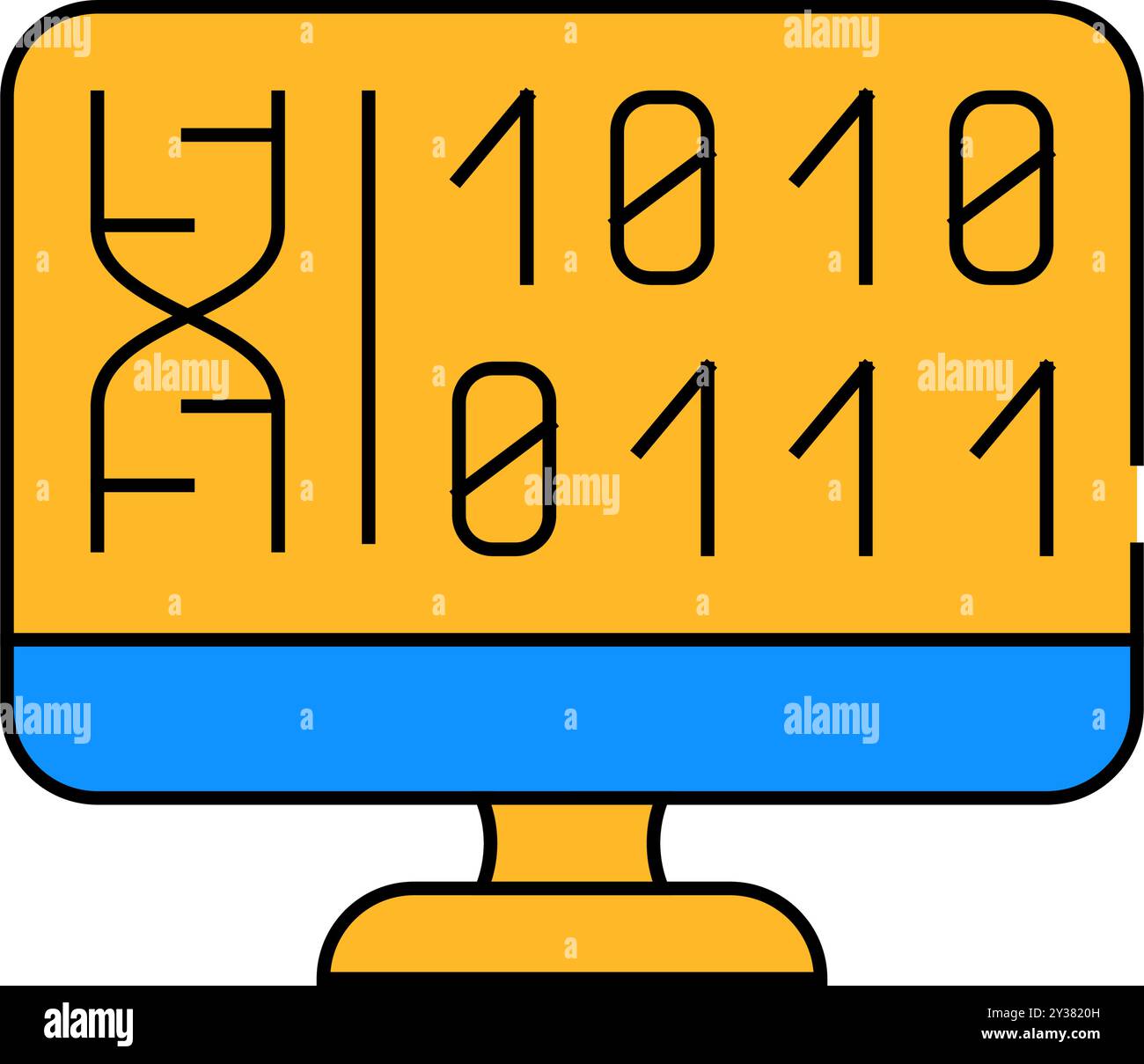 generating protein cell using computer code icon color illustration ...
