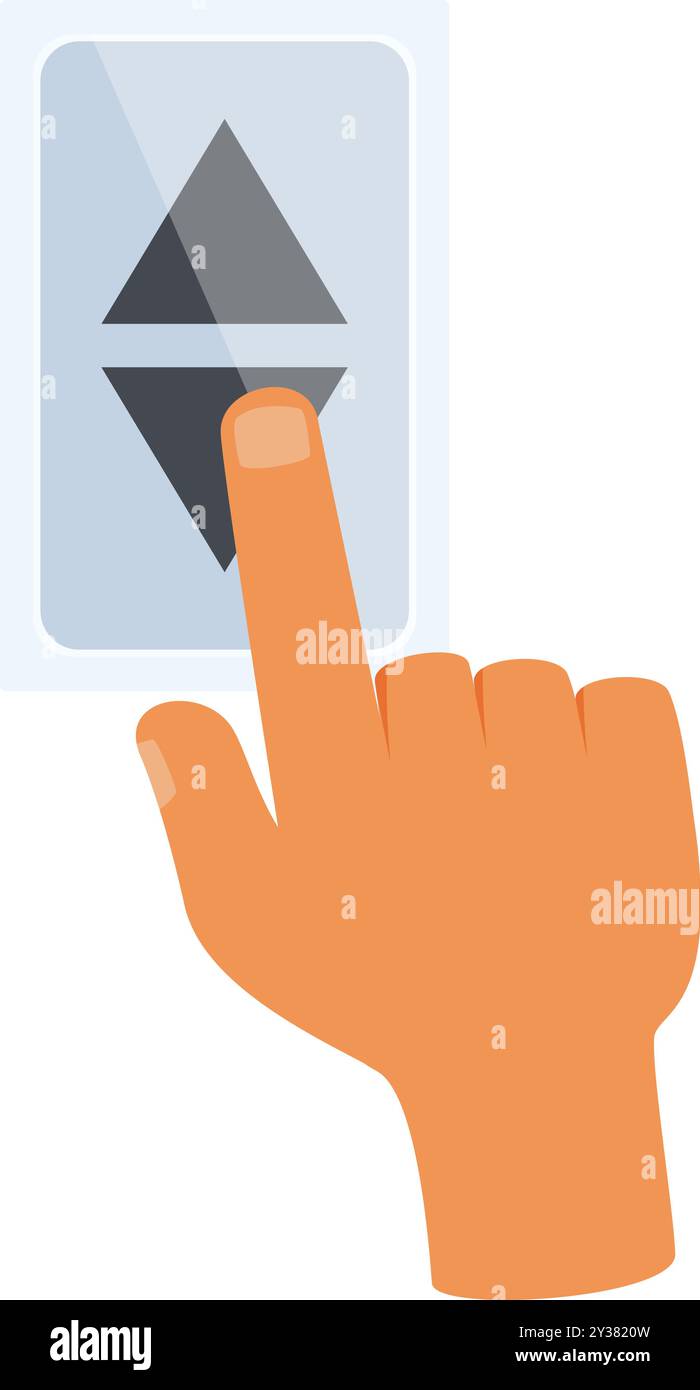 Hand is pressing the down button of an elevator control panel Stock ...