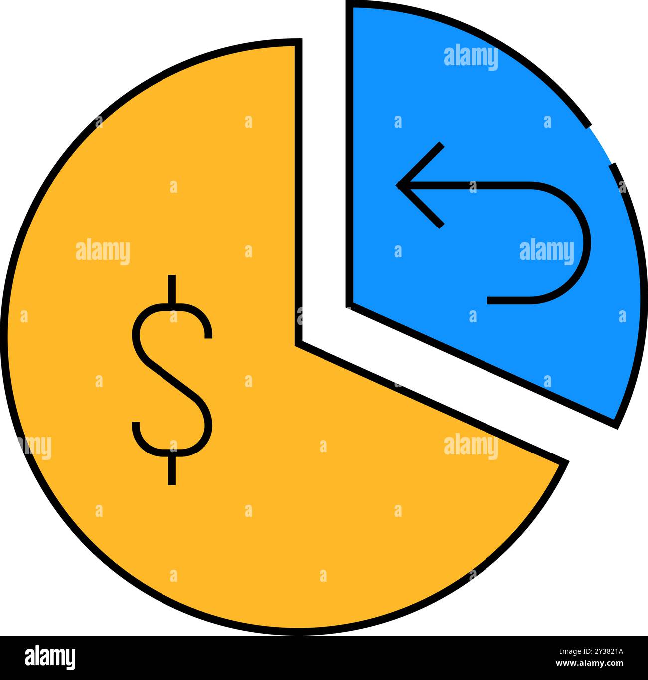 pie chart cashback and purchaise icon color illustration Stock Vector ...