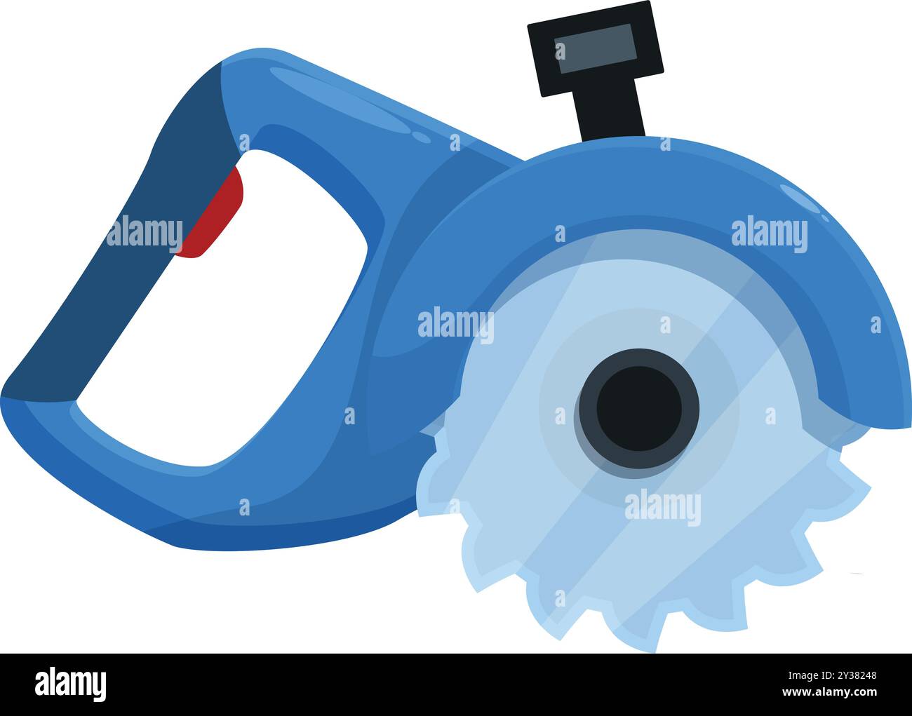 Blue electric circular saw, a powerful tool for cutting through wood ...