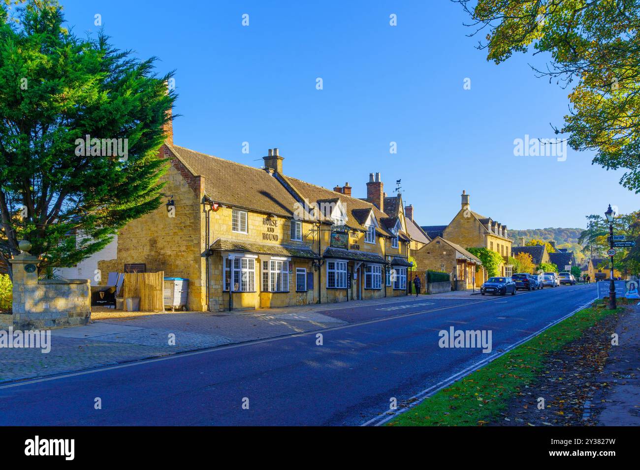 Broadway, UK - October 18, 2022: Street view with local businesses ...
