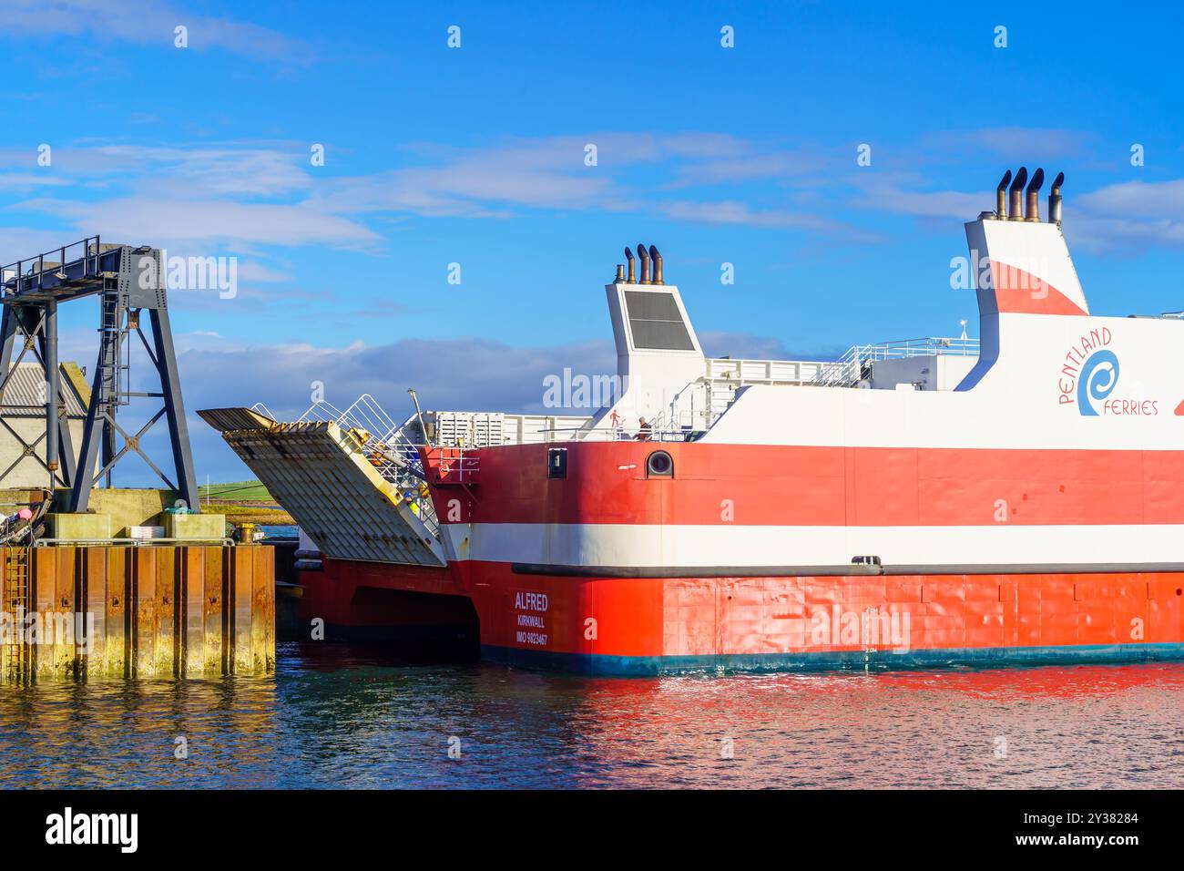 St Margarets Hope, UK - October 05, 2022: Port and ferry scene, in St ...