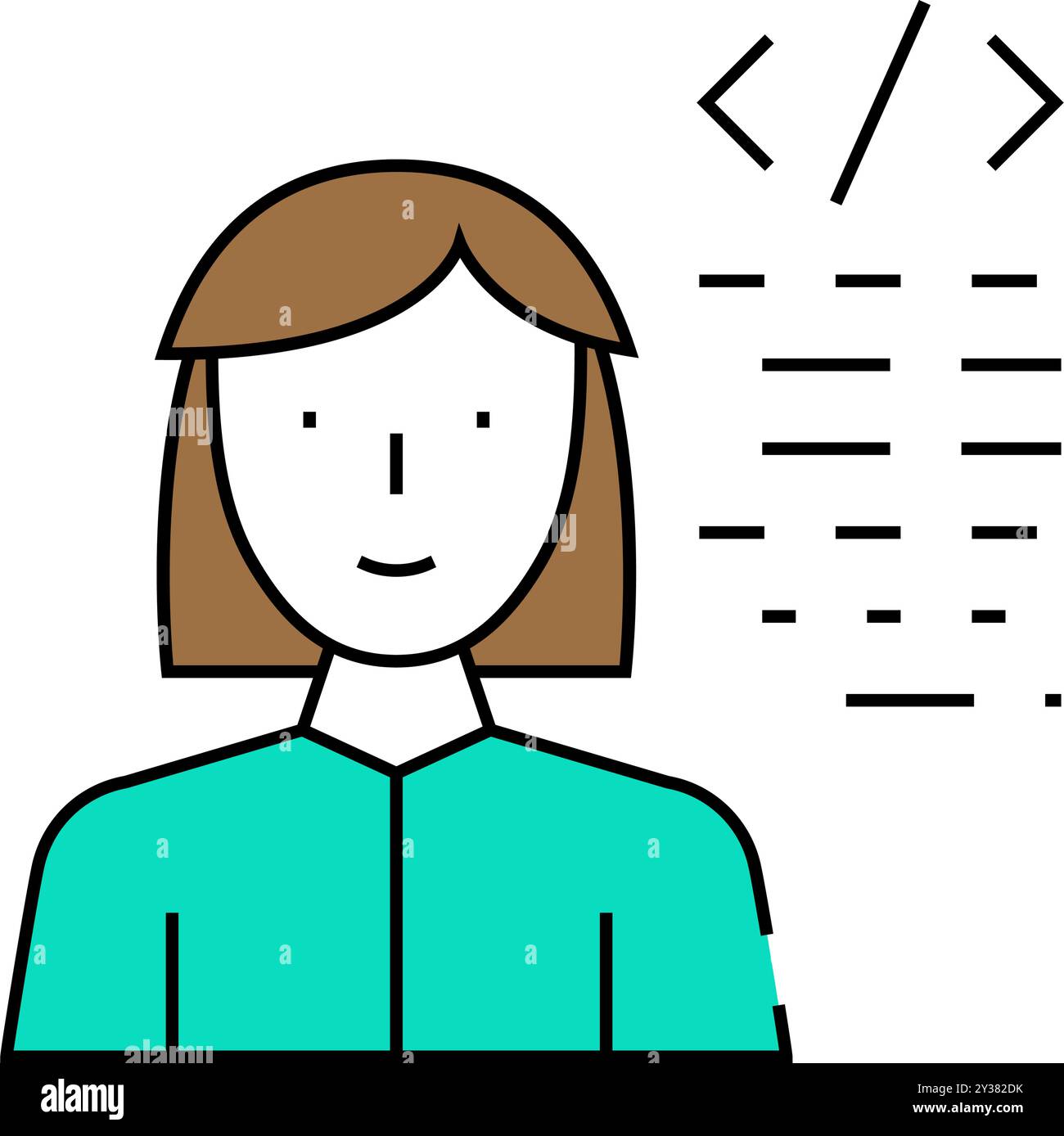 programmer woman job icon color illustration Stock Vector Image & Art ...