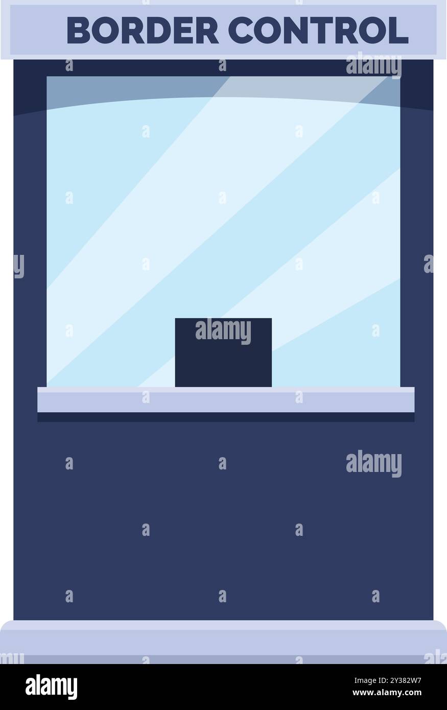 Illustration featuring an empty border control booth, representing ...