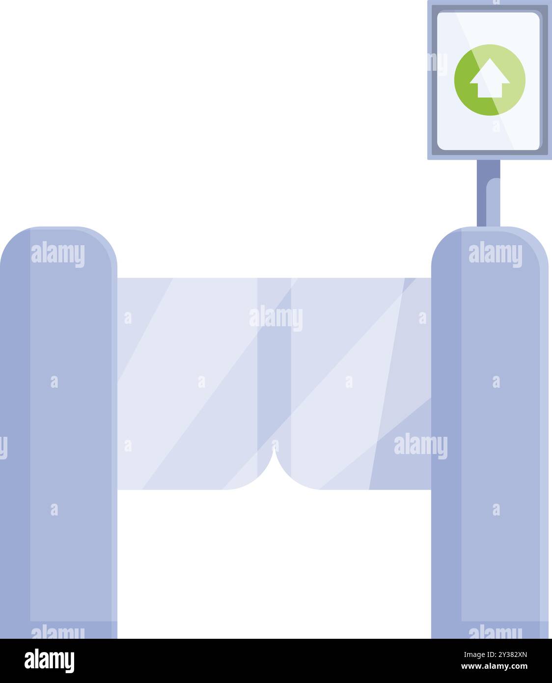 Modern subway turnstile allowing passenger access with green arrow sign ...