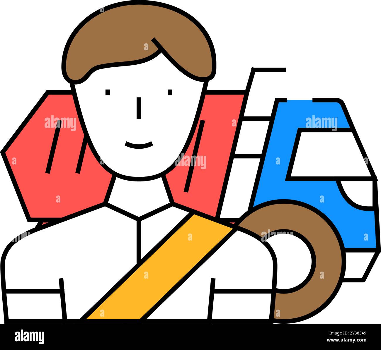 driver worker flat icon color illustration Stock Vector Image & Art - Alamy