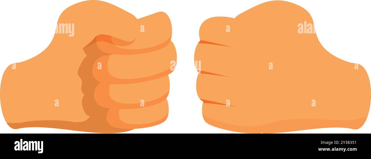 Two cartoon fists are bumping each other as a sign of respect and ...