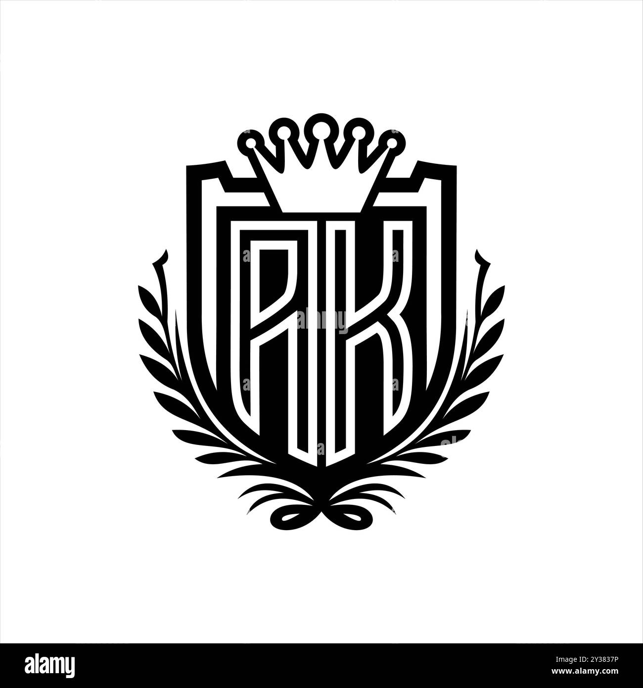 AK Letter logo heraldic shield shape with crown, vintage shield on ...
