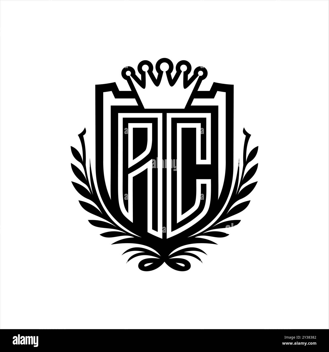 AC Letter logo heraldic shield shape with crown, vintage shield on ...