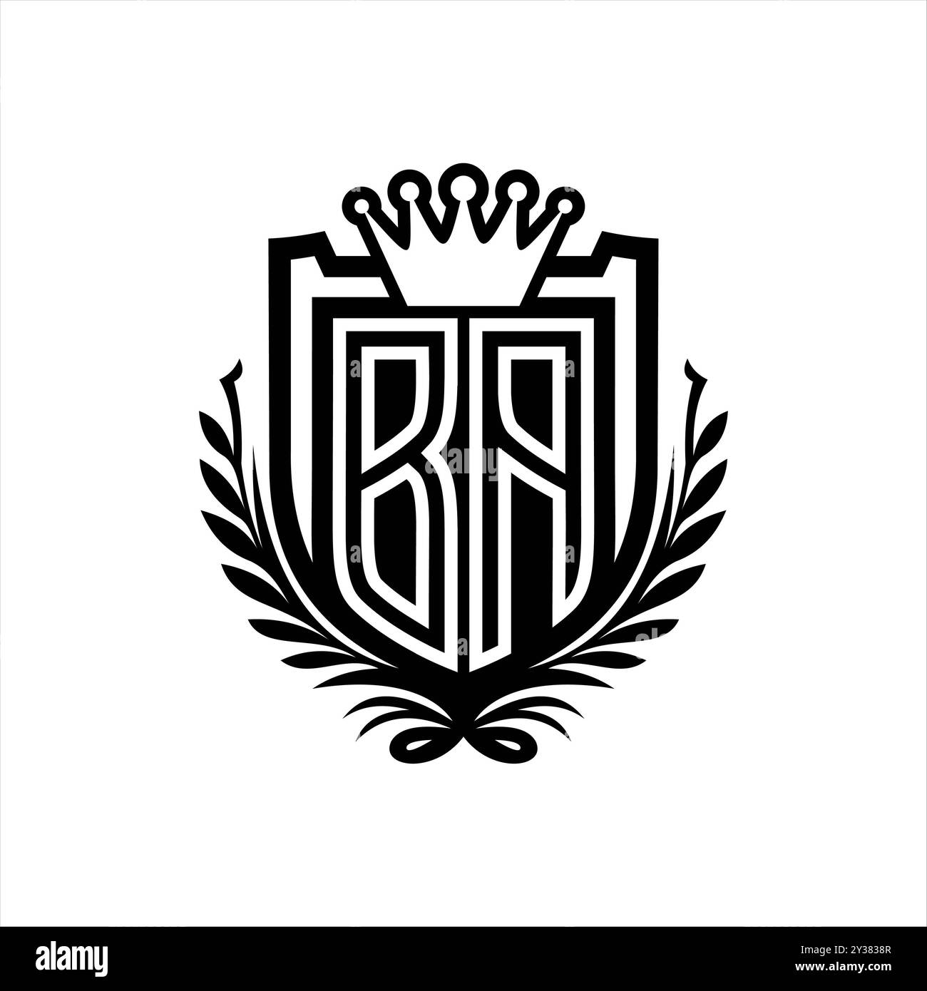 BA Letter logo heraldic shield shape with crown, vintage shield on ...