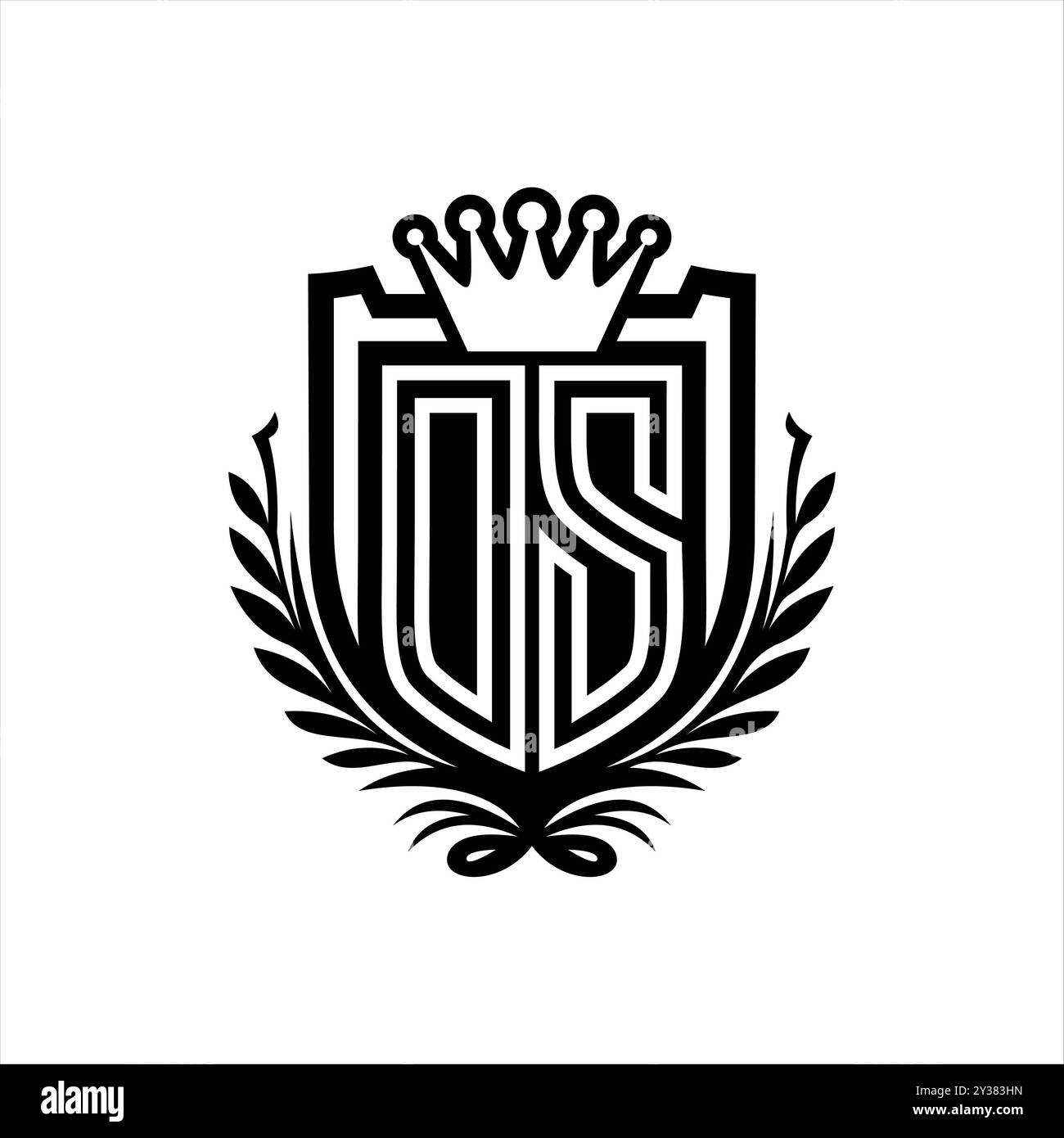 DS Letter logo heraldic shield shape with crown, vintage shield on ...