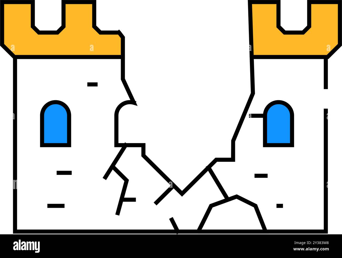 destroyed wall of castle icon color illustration Stock Vector Image ...
