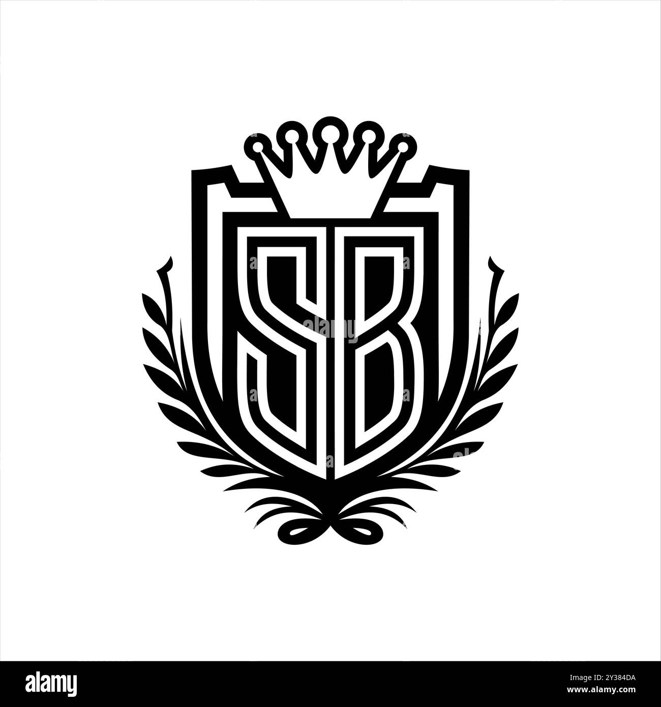SB Letter logo heraldic shield shape with crown, vintage shield on ...