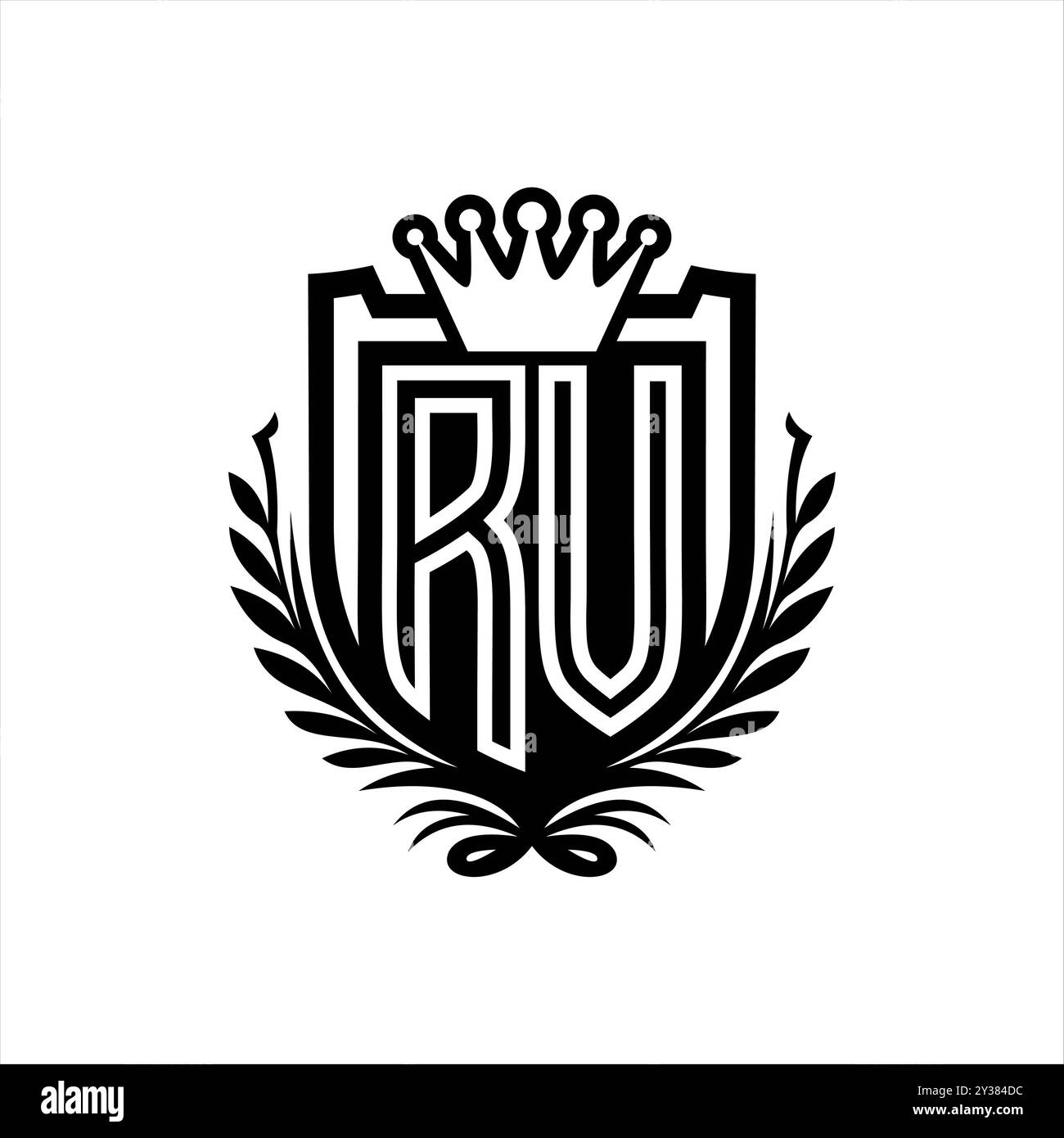 RV Letter logo heraldic shield shape with crown, vintage shield on ...