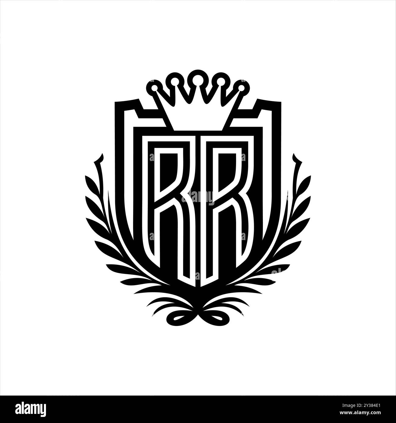 RR Letter logo heraldic shield shape with crown, vintage shield on ...