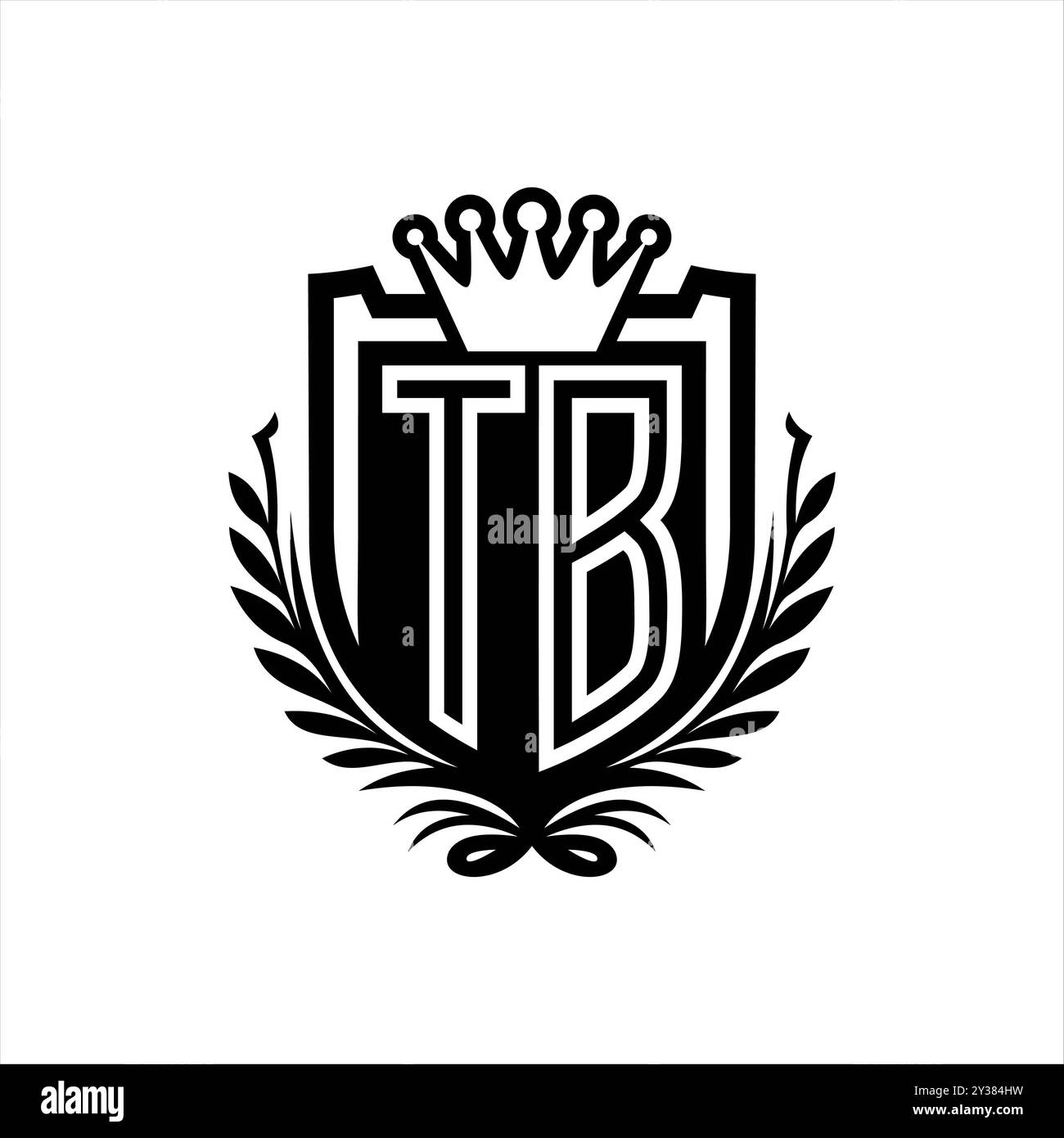 TB Letter logo heraldic shield shape with crown, vintage shield on ...