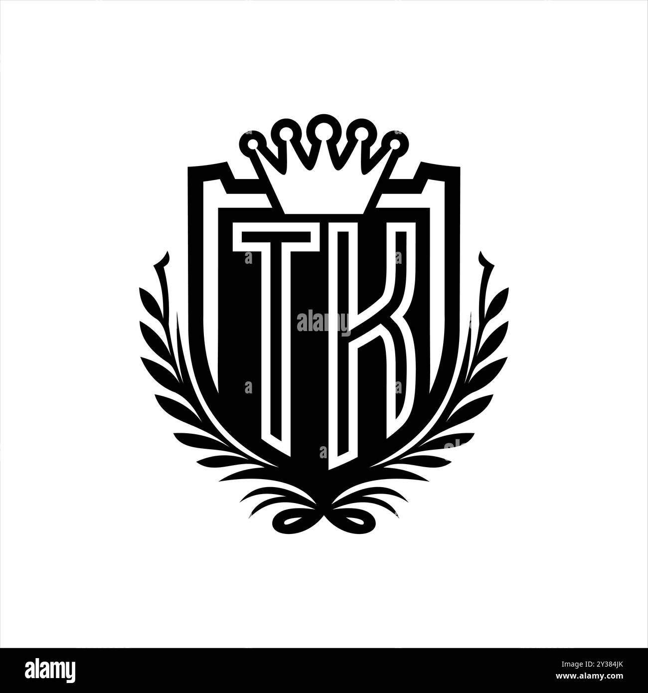 TK Letter logo heraldic shield shape with crown, vintage shield on ...