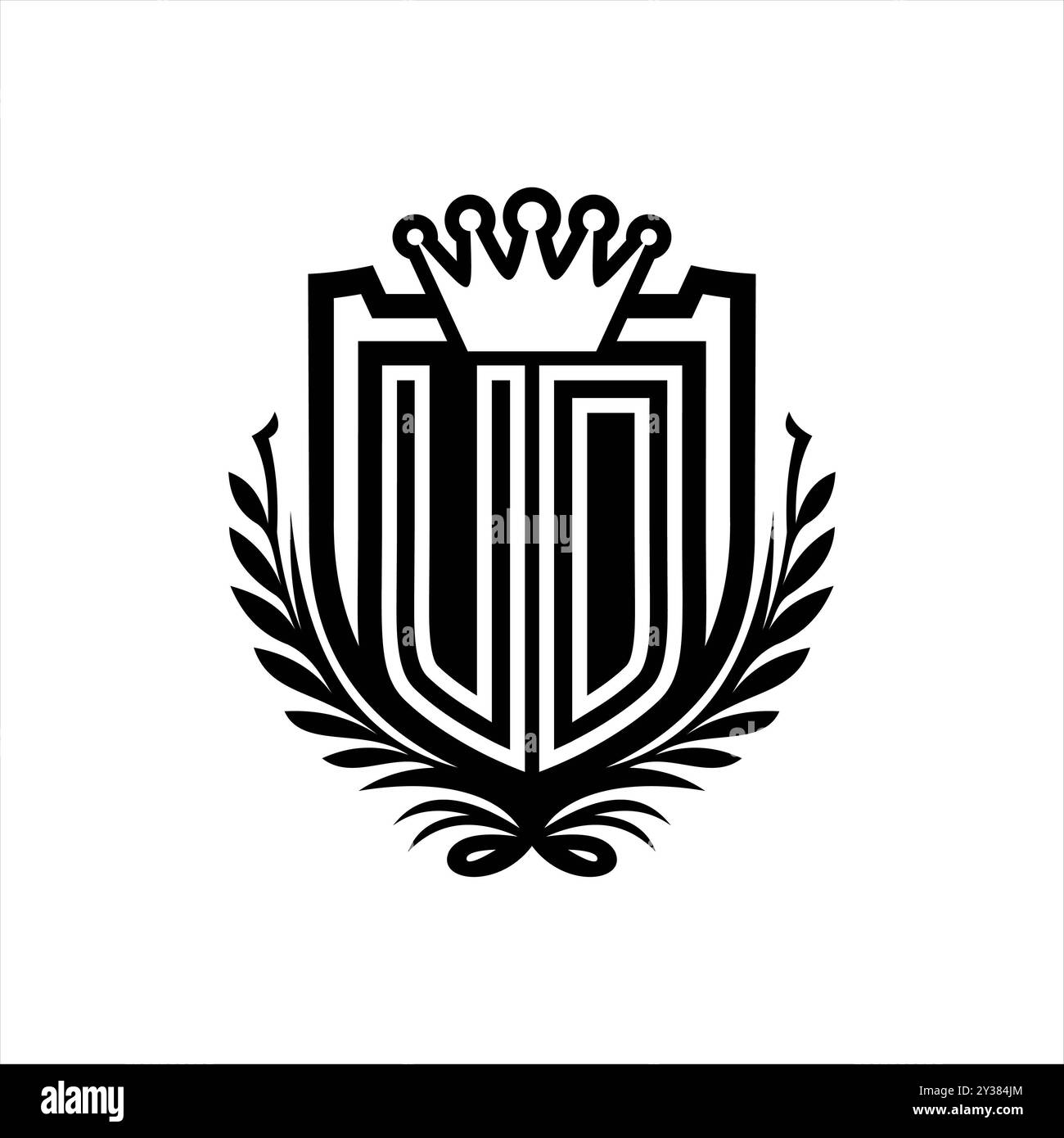 UD Letter logo heraldic shield shape with crown, vintage shield on ...