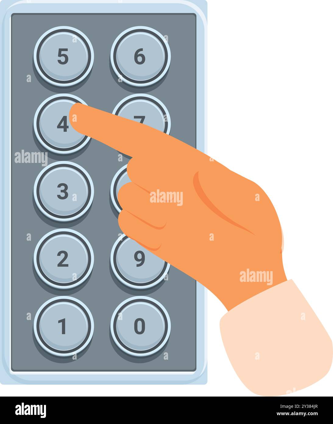 Hand is pushing number four button of an elevator control panel Stock ...