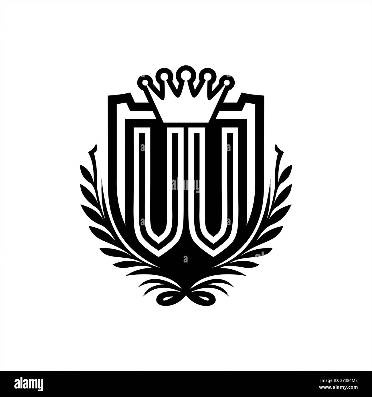 VV Letter logo heraldic shield shape with crown, vintage shield on ...