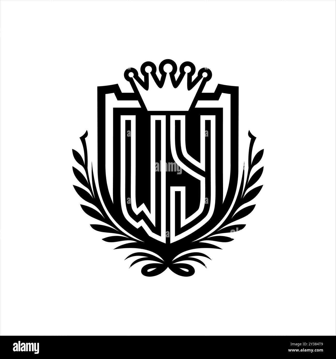 WY Letter logo heraldic shield shape with crown, vintage shield on ...