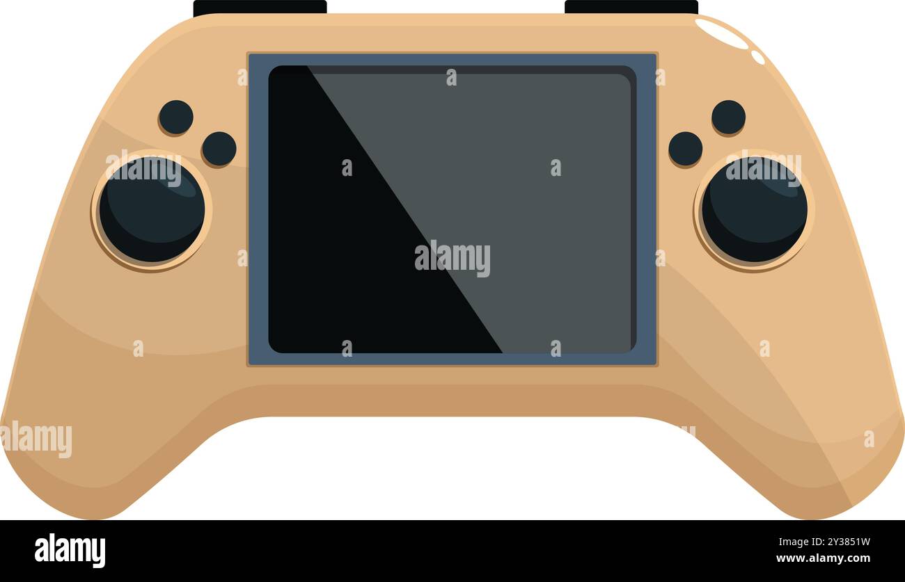 Modern portable gaming console with a large screen displaying an empty ...