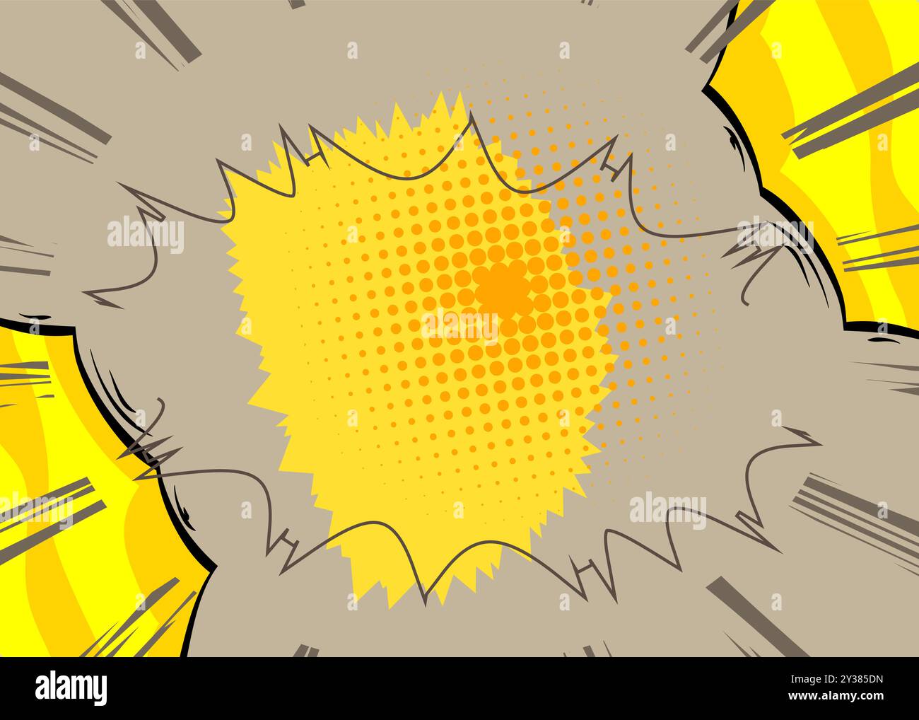 Cartoon background, comic book gray and yellow retro vector comics pop ...