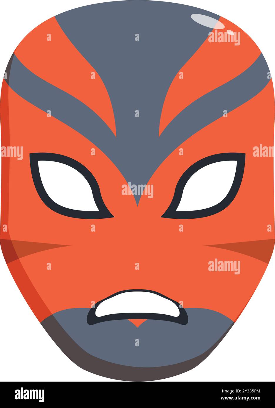 Cartoon illustration of a luchador mask with an orange base and grey ...
