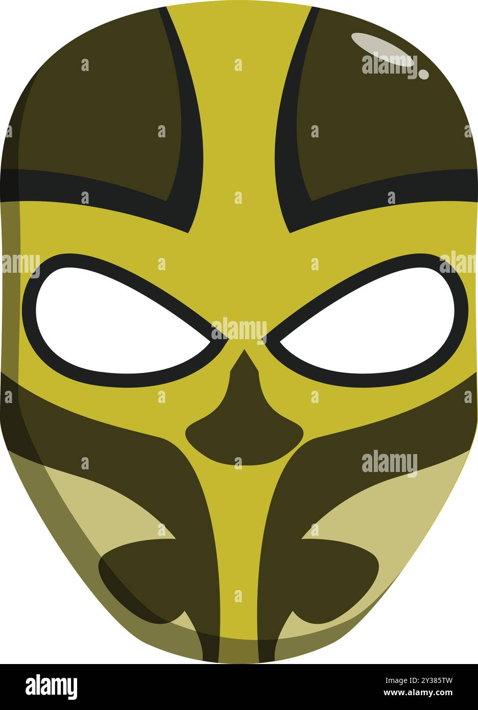 Yellow and black superhero mask is staring with a very serious ...
