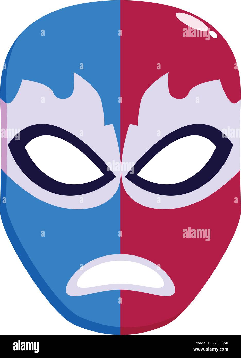 Luchador mask split down the middle, with one side blue and the other ...