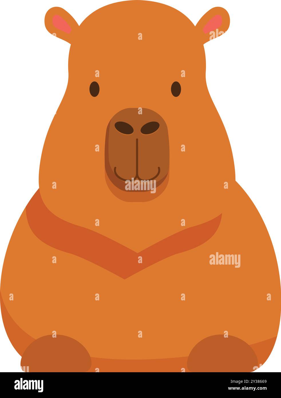 Friendly looking cartoon capybara sitting peacefully, with large brown ...