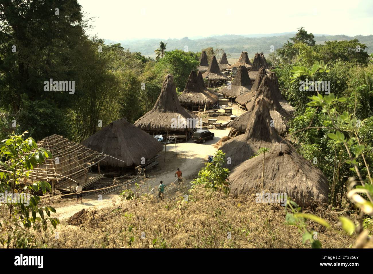 Sumbanese traditional houses in the traditional village of Praijing in ...